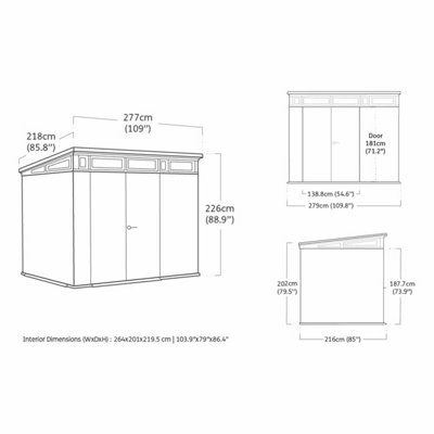 Keter Rosewood Signature 9x7ft Outdoor Storage Shed, DecoCoat Composite ...