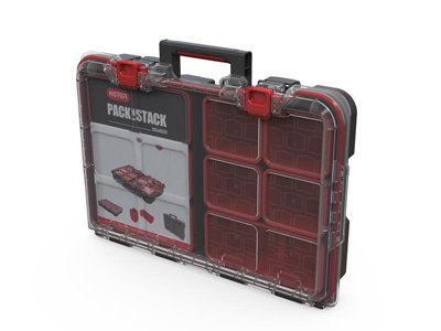 Keter Stack N Roll Wheeled Tool Box + x1 Large Organiser + x2 Half Organisers
