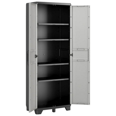 Keter Storage Cabinet With Shelves Gear Black And Grey 182 Cm