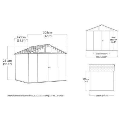 Keter Stronghold 10x8 ft Outdoor Storage Shed, Evotech Panels, Extra ...