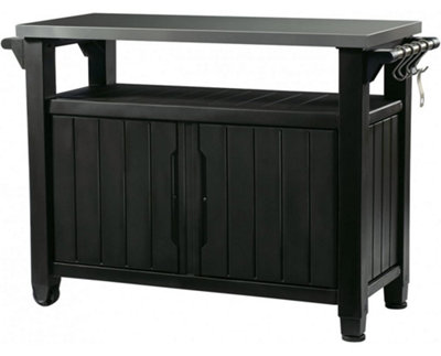 Keter Unity Portable Outdoor Table and Storage Cabinet - Dark Grey ...