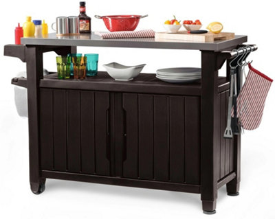 Keter Unity XL Outdoor Kitchen Cart with Storage Brown