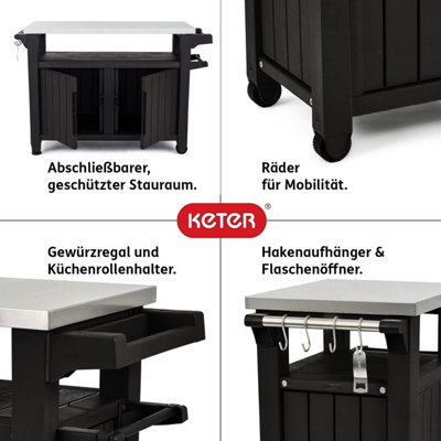 Keter Unity XL Outdoor Kitchen Cart with Storage - Graphite