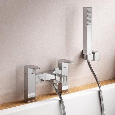 Kevon Basin Mono and Bath Shower Filler with Hand Held Tap Set Chrome ...