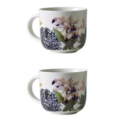 Kew Gardens Set of 2 Bee Floral White Mug 290ml