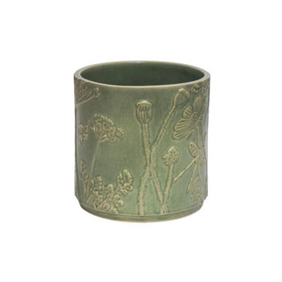 Kew Meadow Planter - Stoneware - L17.5 x W17.5 x H18 cm - Olive