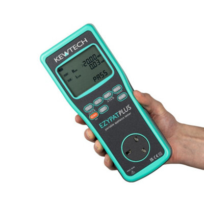 Kewtech EZYPATPLUS Hand Held Battery Operated PAT Tester with Run Leakage