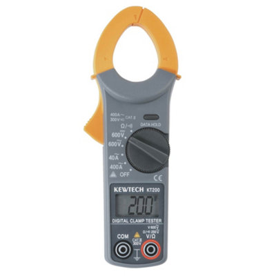 Kewtech KT200 Digital AC Clamp Meter - 400A Voltage and Current Tester ...