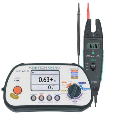 Kewtech KT63PLUS 6-in-1 Multifunction Tester & JAWS Current, Voltage ...