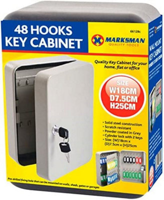 Key Cabinet Safe Case Box 48 Keys Hooks Metal Storage Locking Security ...