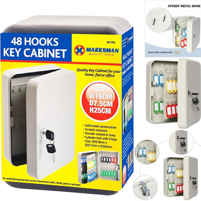 Key Cabinet Safe Case Box 48 Keys Hooks Metal Storage Locking Security ...