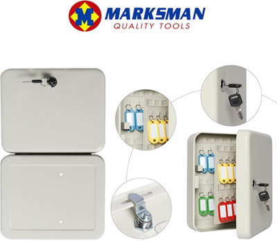 Key Cabinet Safe Case Box 48 Keys Hooks Metal Storage Locking Security ...