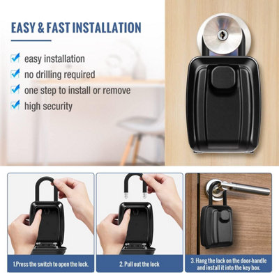 Key Lock Box for Outside, 12-Digit Combination Lock Box Waterproof Key ...