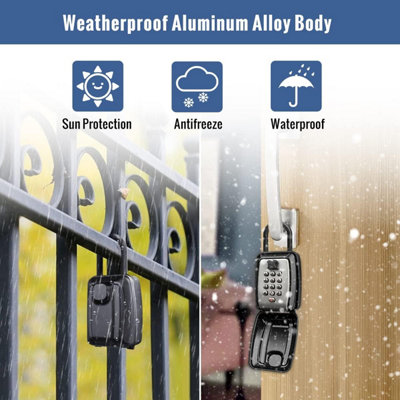 Key Lock Box for Outside, 12-Digit Combination Lock Box Waterproof Key ...