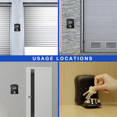 Key Safe Box 4 Digit Combination Code Wall-Mounted Heavy Duty High ...