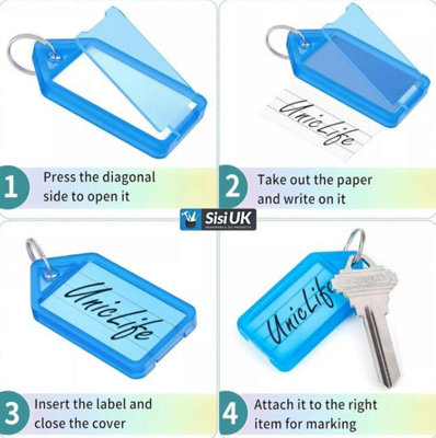 Key Tags with Labels Mix Colour Plastic Key Chain Tags with Ruled Blank ...