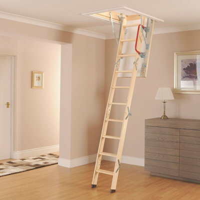 Keylite KYL05 Loft Ladder 600 x 1200mm Timber Heavy Duty 3 Section ...