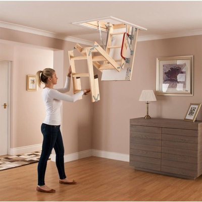 Keylite KYL05 Loft Ladder 600 x 1200mm Timber Heavy Duty 3 Section ...