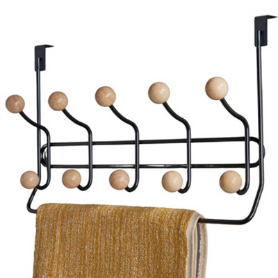 Keypak 10 Hook Ball End Over The Door Hanger, Coat Hooks & Towel Rack, Door Mounted 36cm Rack ...