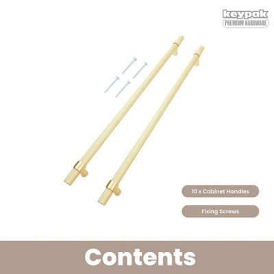 Keypak 10 Pack Knurled T Bar Pull Handles 320mm Hole Centre Brushed ...