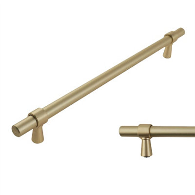 Keypak 10 Pack Smooth T Bar Pull Handle 224mm Hole Centre Brushed Brass ...