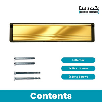 Keypak 12 inch (30.6cm) Door Letterbox - Fits 40-80mm Doors, Telescopic Sleeved Letter Box ...