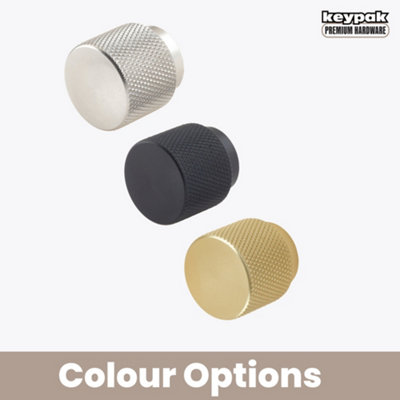 KEYPAK 30MM KNURLED ROUND CABINET KNOBS BRUSHED BRASS, SET OF 2 ...