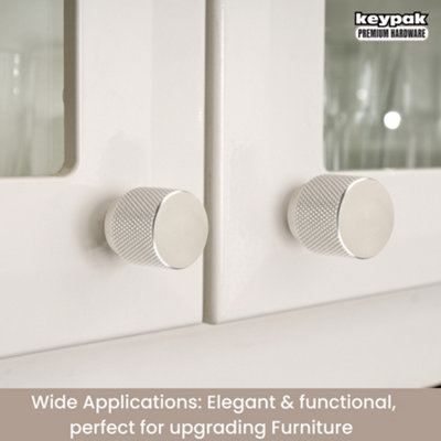 Keypak 30mm Knurled Round Cabinet Knobs Satin Nickel, Set of 2 ...
