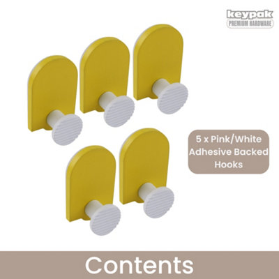 Keypak 5 Pack Colour Pop Decorative Wall Coat Hooks - Yellow & White ...