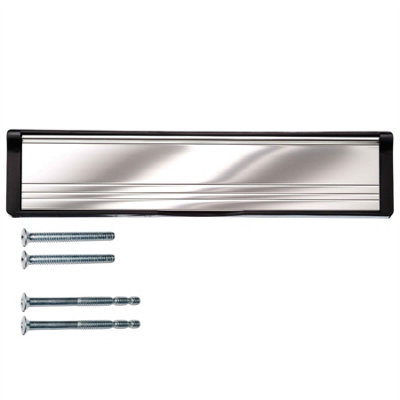 Keypak Door Flushback Letterplate Letterbox Silver Flap 12 inch 30.6cm ...