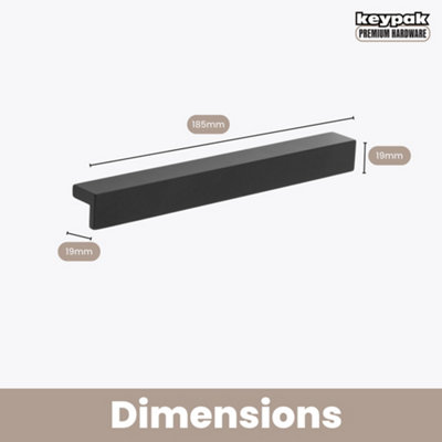 Buy Keypak L-Shaped Cabinet Pull Bar Handles 185mm, Matt Black, DIY ...