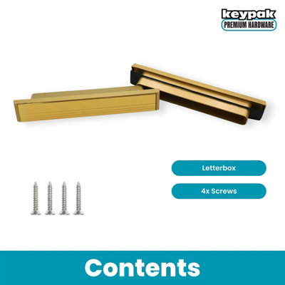 Keypak Letterplate 12-inch 300mm, 40-80mm Door Thickness, Gold Finish ...