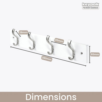 keypak Wall-Mounted Coat Rack - 4 Hooks on Modern Wooden Base for Wall ...