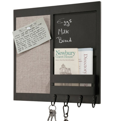 Keypak Wall Mounted Shelf With Memo Board & Letter Holder - Black Board ...