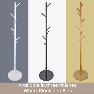 Keypak Wooden Coat Stand with Round Base 170cm Freestanding Clothes Rack Pine