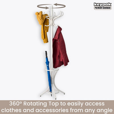 Keypak Wooden Hat & Coat Stand with Umbrella Holder 185cm, 12 Hooks ...