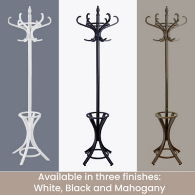 Keypak Wooden Hat & Coat Stand with Umbrella Holder 185cm, 12 Hooks ...