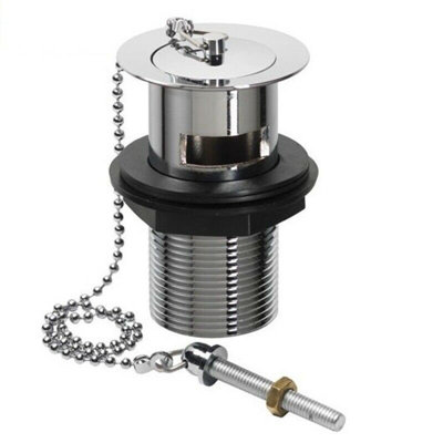 KeyPlumb Bathroom Plug Hole and Chain Basin Sink Metal Slotted Waste Chrome