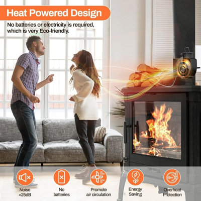 Keystar 5-Blade Stove Fan for Wood Burning Stoves Silent Fireplace Fan ...