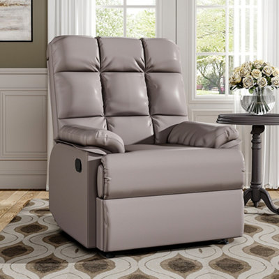 Khaki Faux Leather Upholstered Ergonomic Home Chair Sofa Chair Recliner ...