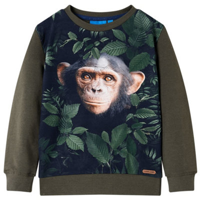 Khaki Kids Sweatshirt Size 104 Age 3 to 4 Years with Ape Print