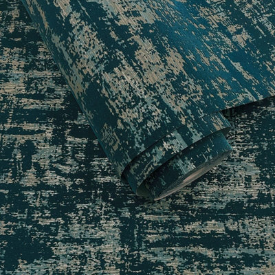 Khalili Wallpaper Brindle Flock Texture Teal Holden 99405