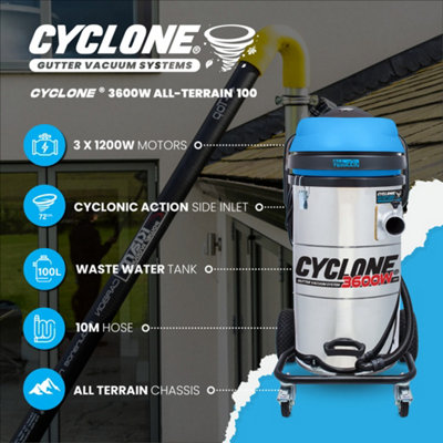 Kiam CYCLONE All Terrain Gutter Vacuum System 3600W 100L Stainless ...