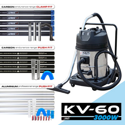Kiam KV60-3 3000W Gutter Vacuum + 40ft Carbon Push-Fit Pole Kit