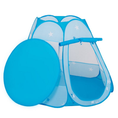 Kid's Blue Pop Up Ball Pit Tent Includes 200 Balls, LEDs, Bunting