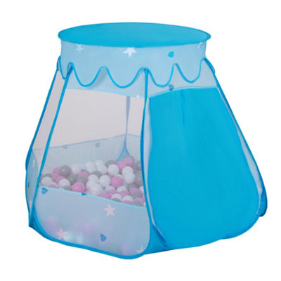 Kid's Blue Pop Up Ball Pit Tent Includes 200 Balls, LEDs, Bunting
