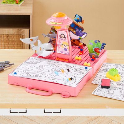 Kid Toy Toddler Play Set,Pink Projector Painting Puzzle Box, Easy to ...