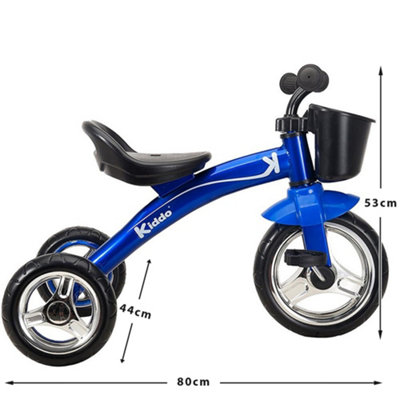 Kiddo Trike Ride On Childrens Tricycle with Metal Frame - Blue