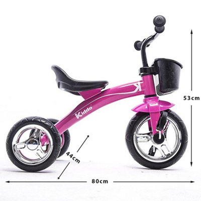 Kiddo Trike Ride On Childrens Tricycle with Metal Frame - Fuchsia Pink