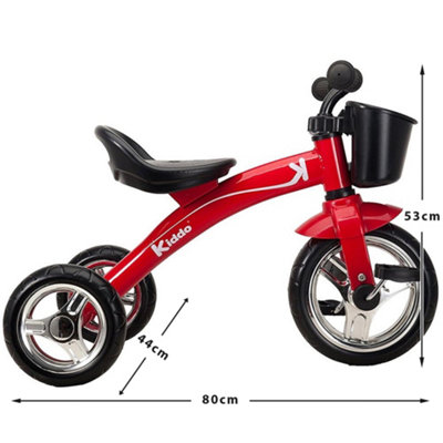 Kiddo Trike Ride On Childrens Tricycle with Metal Frame - Red